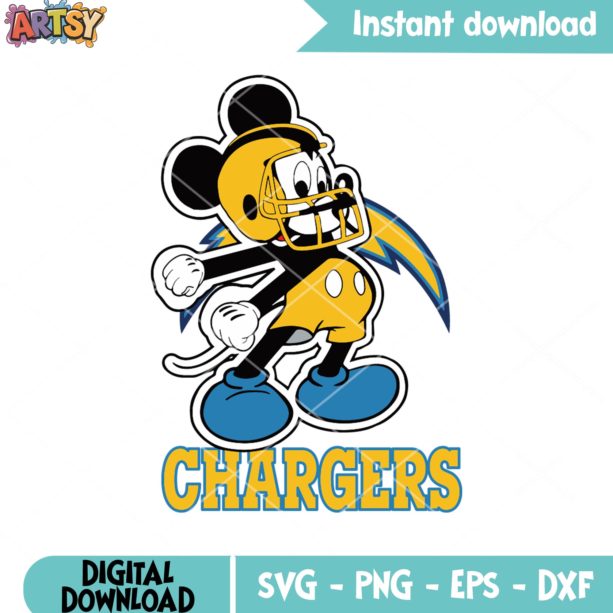 Chargers Mickey mouse svg, NFL football svg, la chargers svg – Artsysvg