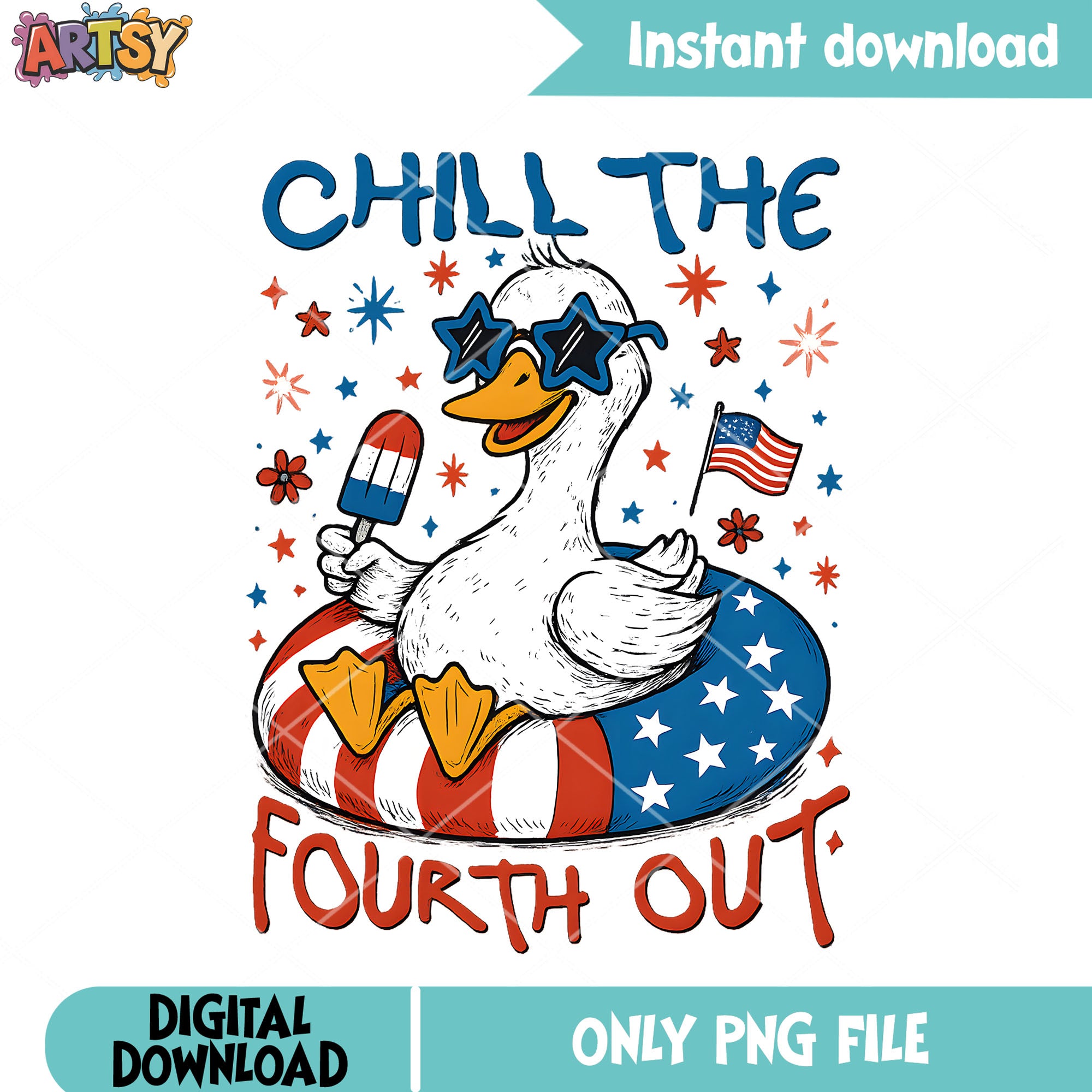 Chill the fourth out goose png, America Goose PNG, Patriotic Goose PNG ...