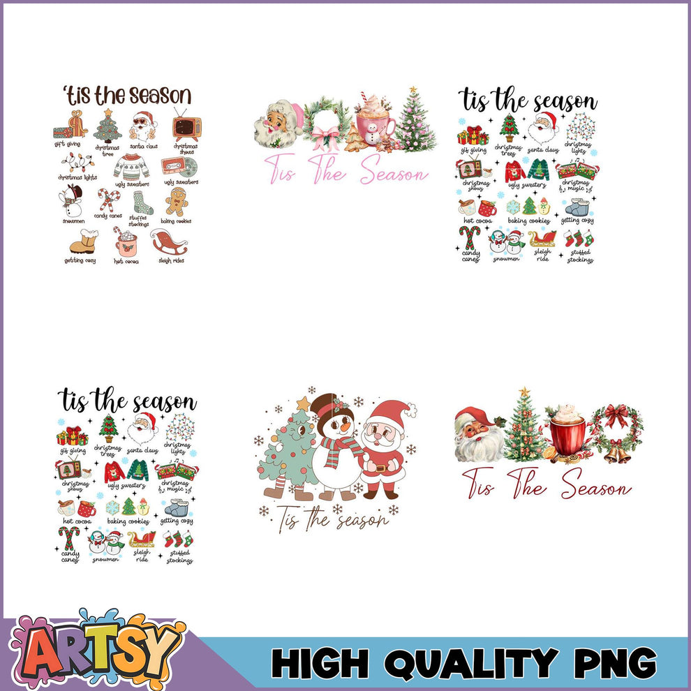 Christmas PNG Bundle Tis the Season Designs – Artsysvg