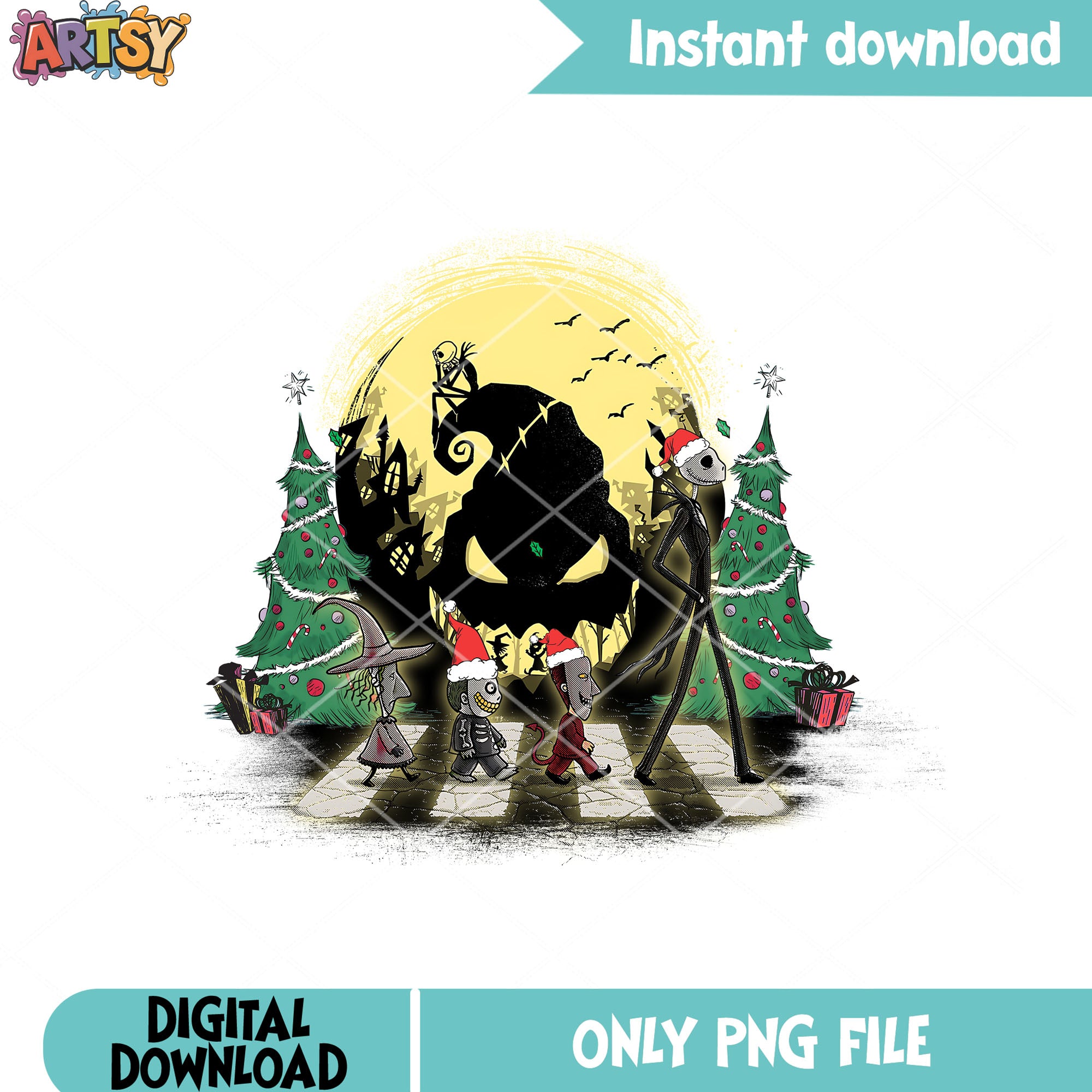 Christmas oogie boogie moon png, jack skelington png, xmas png – Artsysvg