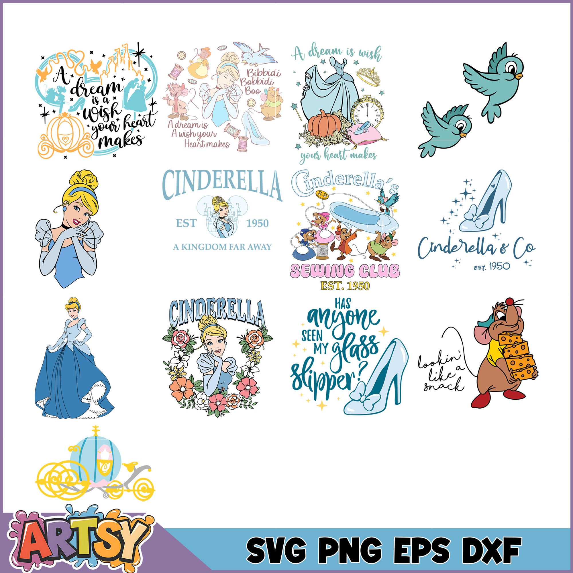 Cinderella SVG Bundle Perfect for Crafting and DIY Projects – Artsysvg