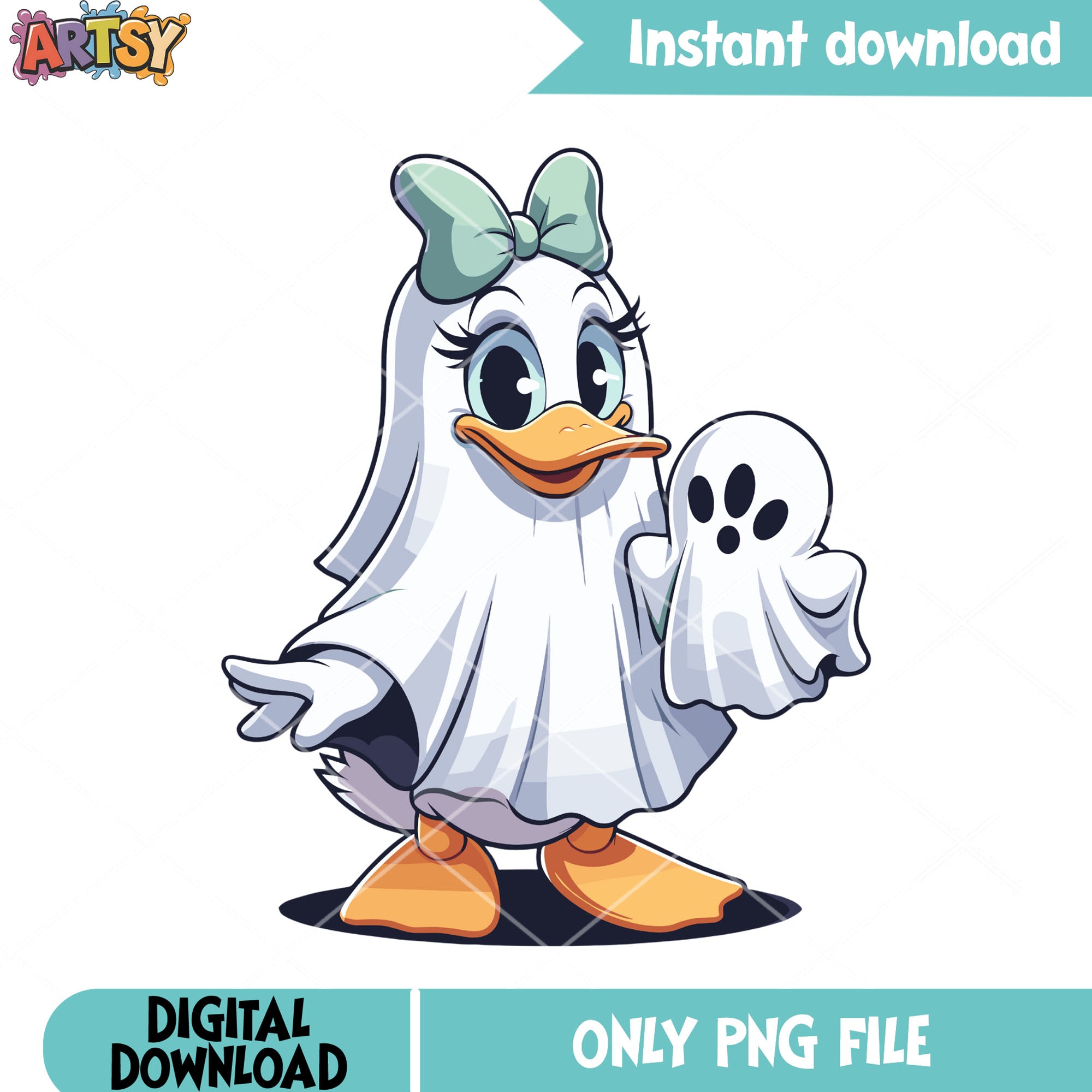 Daisy duck the ghost png, blue bow tie png, halloween scary png – Artsysvg