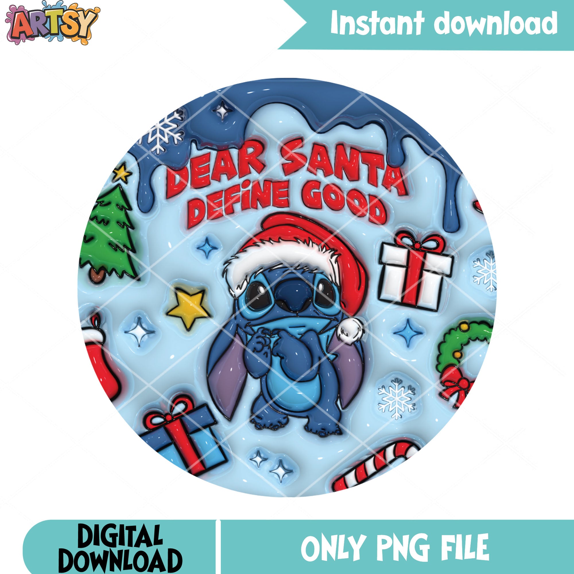 Dear santa define good png, stitch cute santa png, funny alien png ...