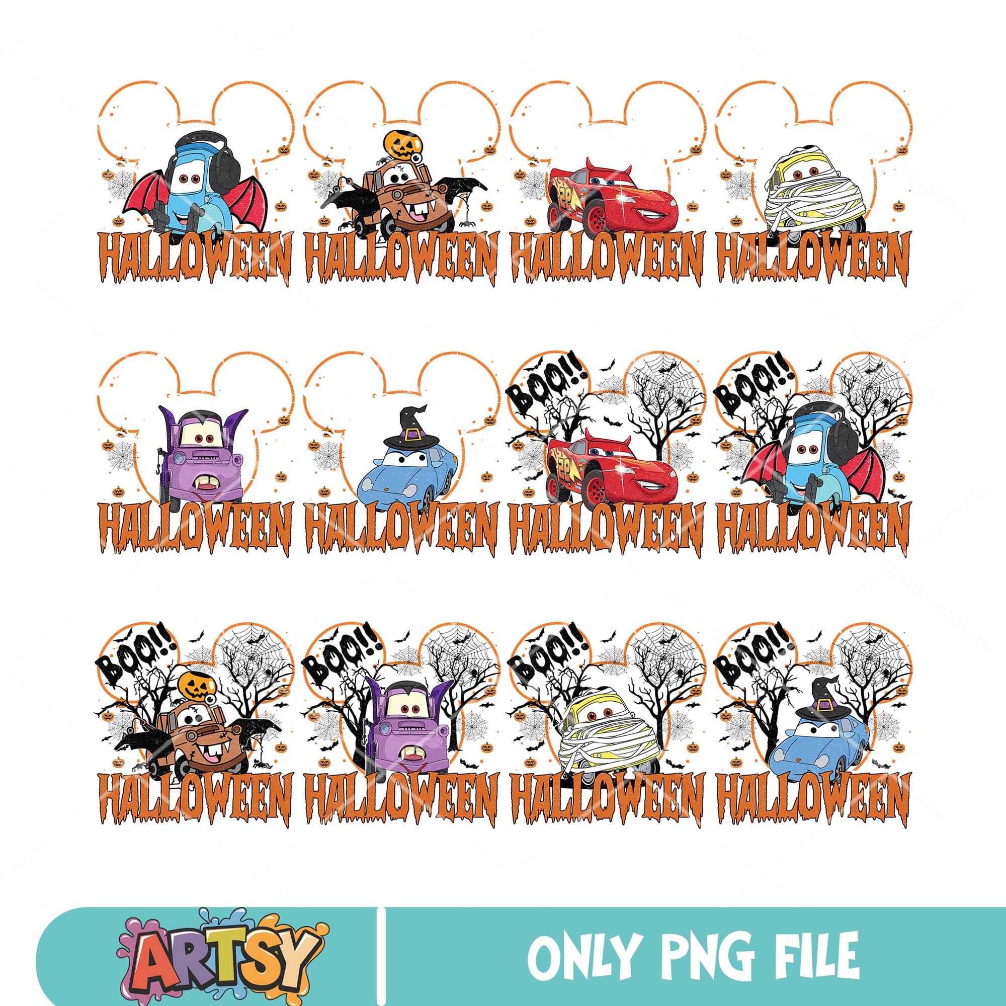 Disney car boo png bundle, halloween boo png, mcqueen halloween png ...