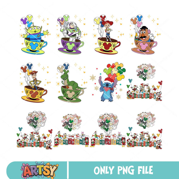 Disney world balloon png bundle, mickey christmas png, disney balloon ...
