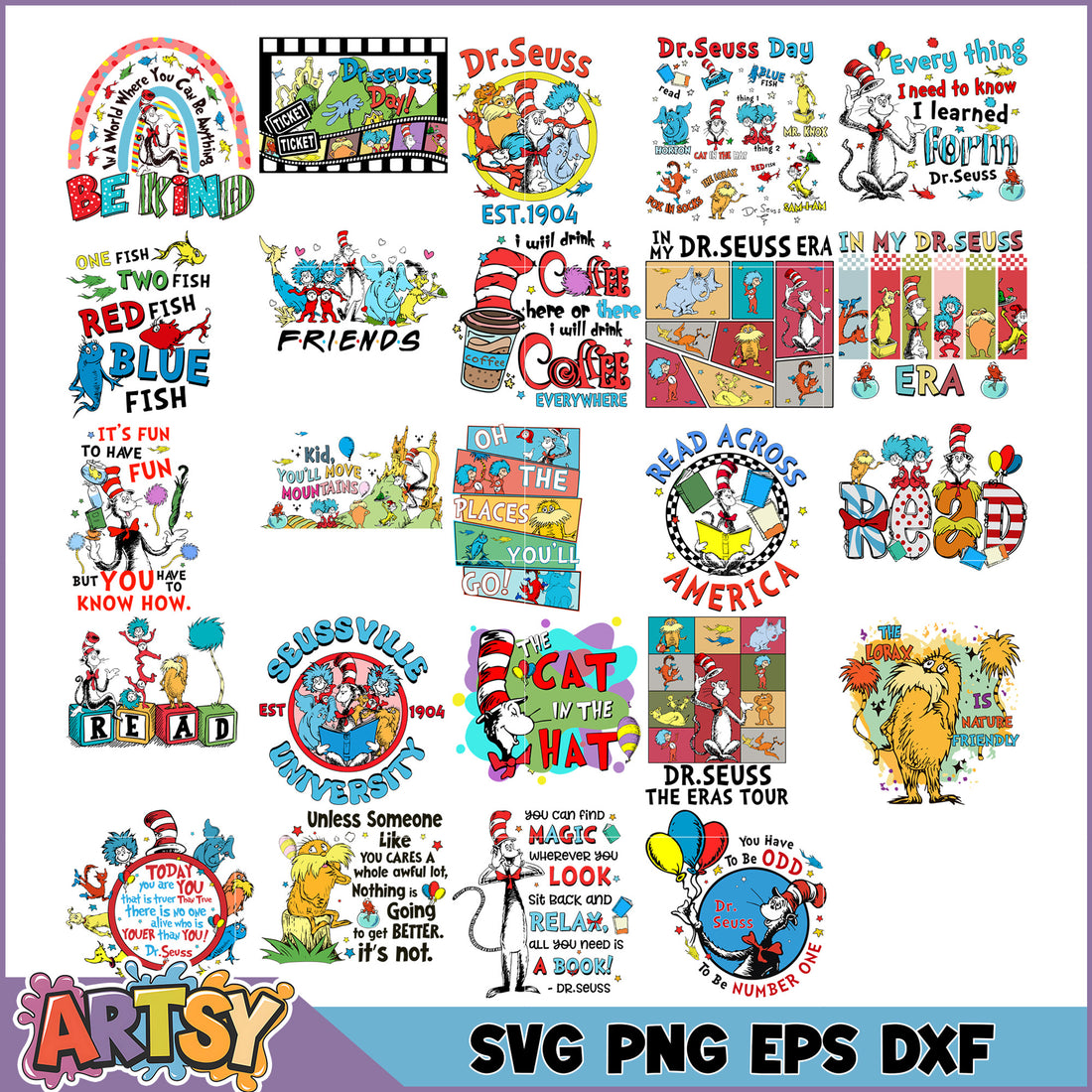Dr Seuss SVG Bundle 20+ Designs – Artsysvg