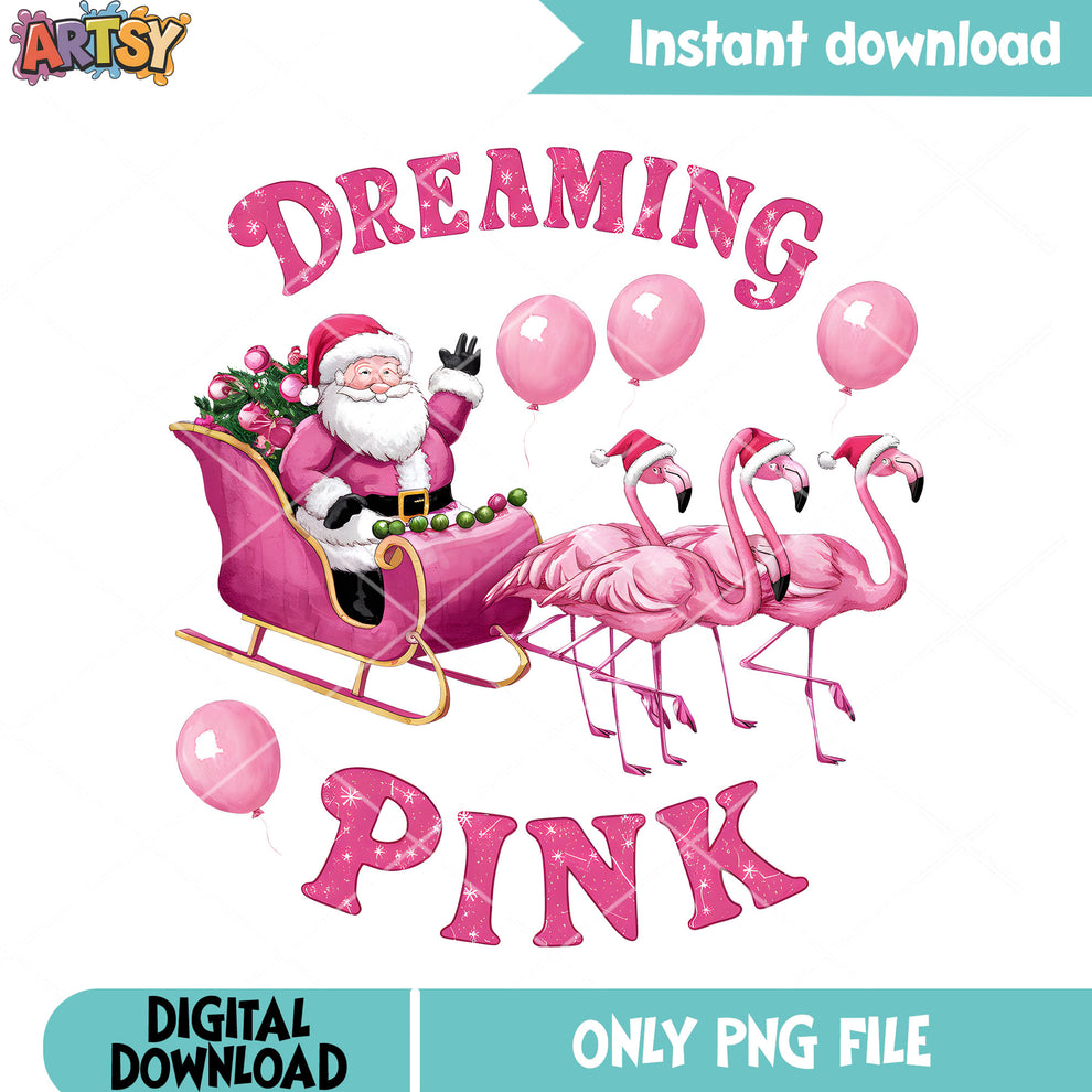 Flamingo sled dog santa png, christmas sleigh png, christmas vibes png ...