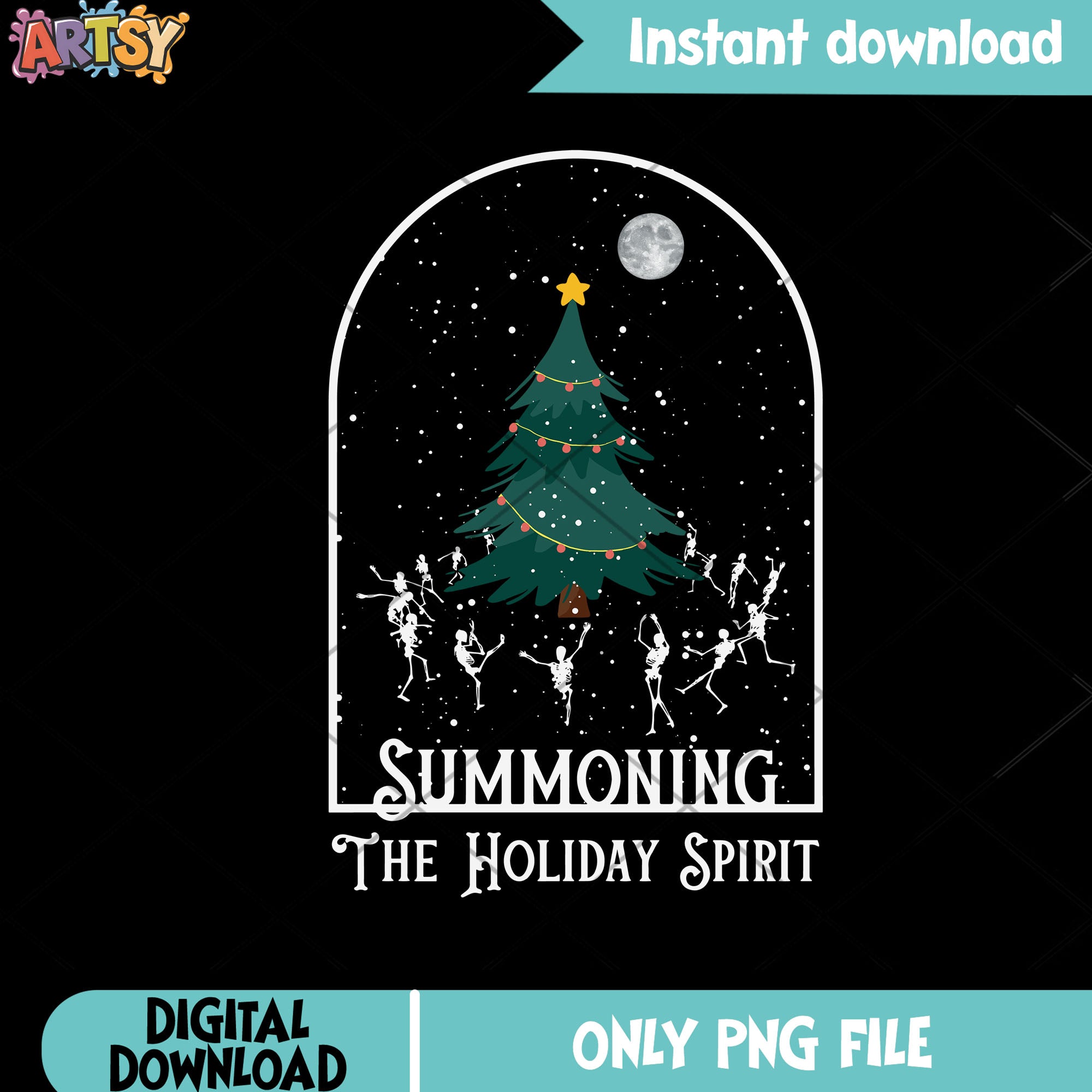 Full moon night xmas png, christmas tree png, christmas holidays png ...