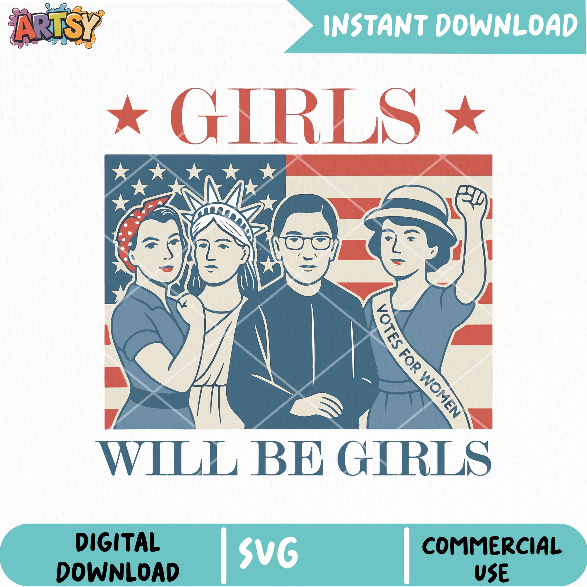 Girls will be girls svg, Liberal July 4th svg, 4th of July svg – Artsysvg