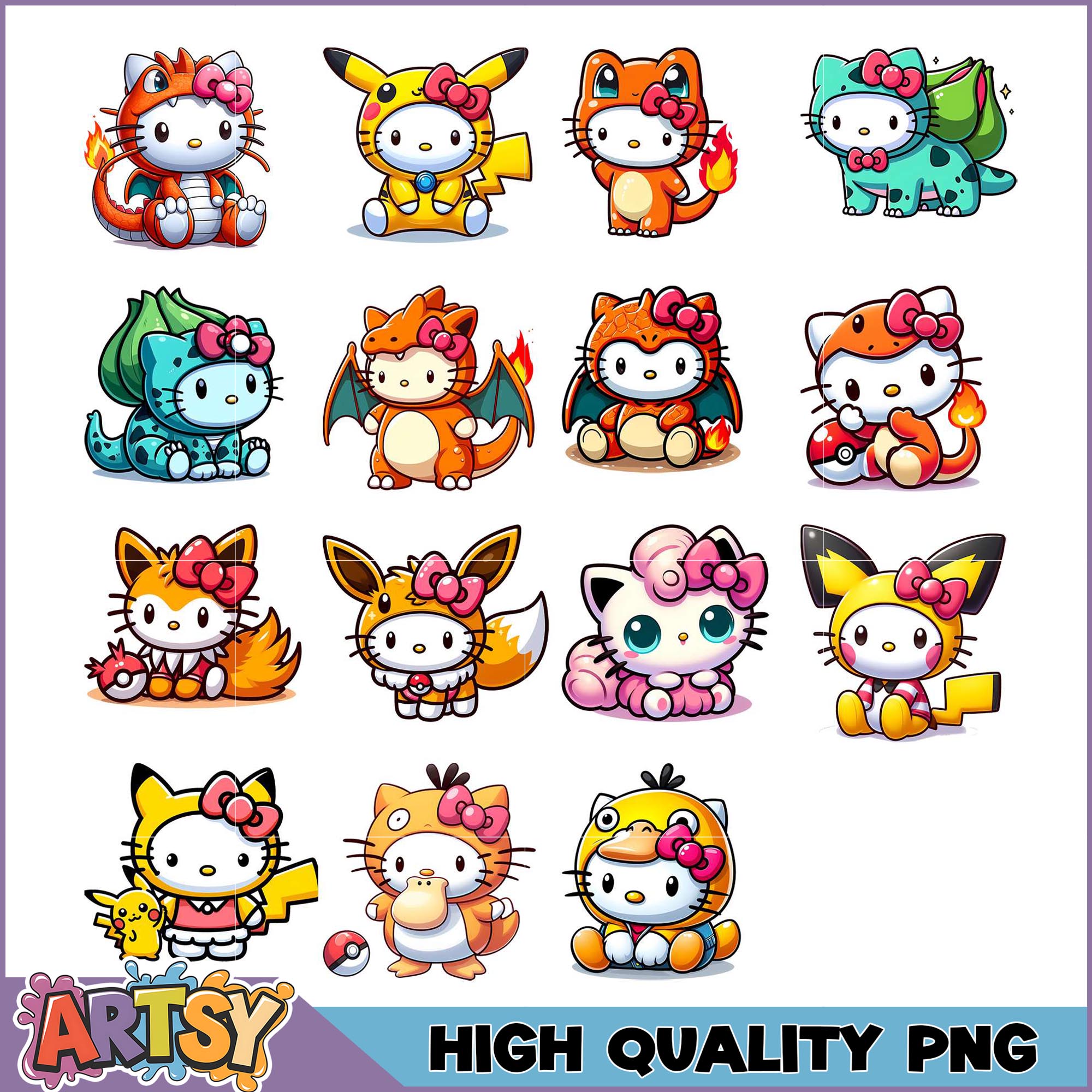 Hello Kitty Pokemon PNG Bundle - High Quality Images – Artsysvg