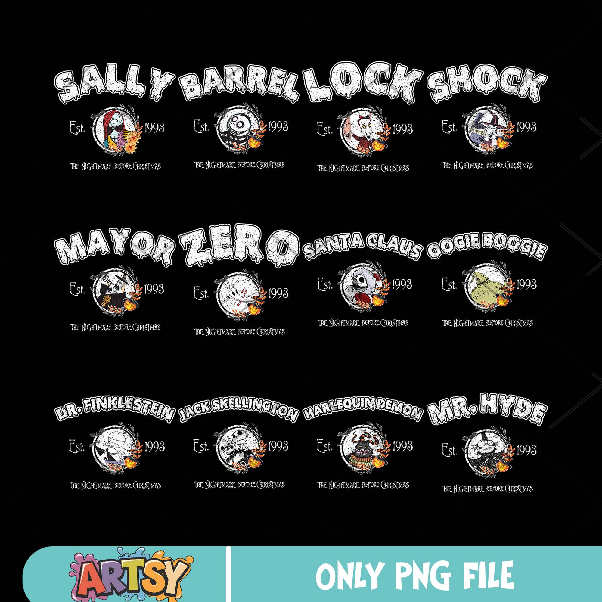 Jack friends est white png bundle, jack skellington png, halloween est ...