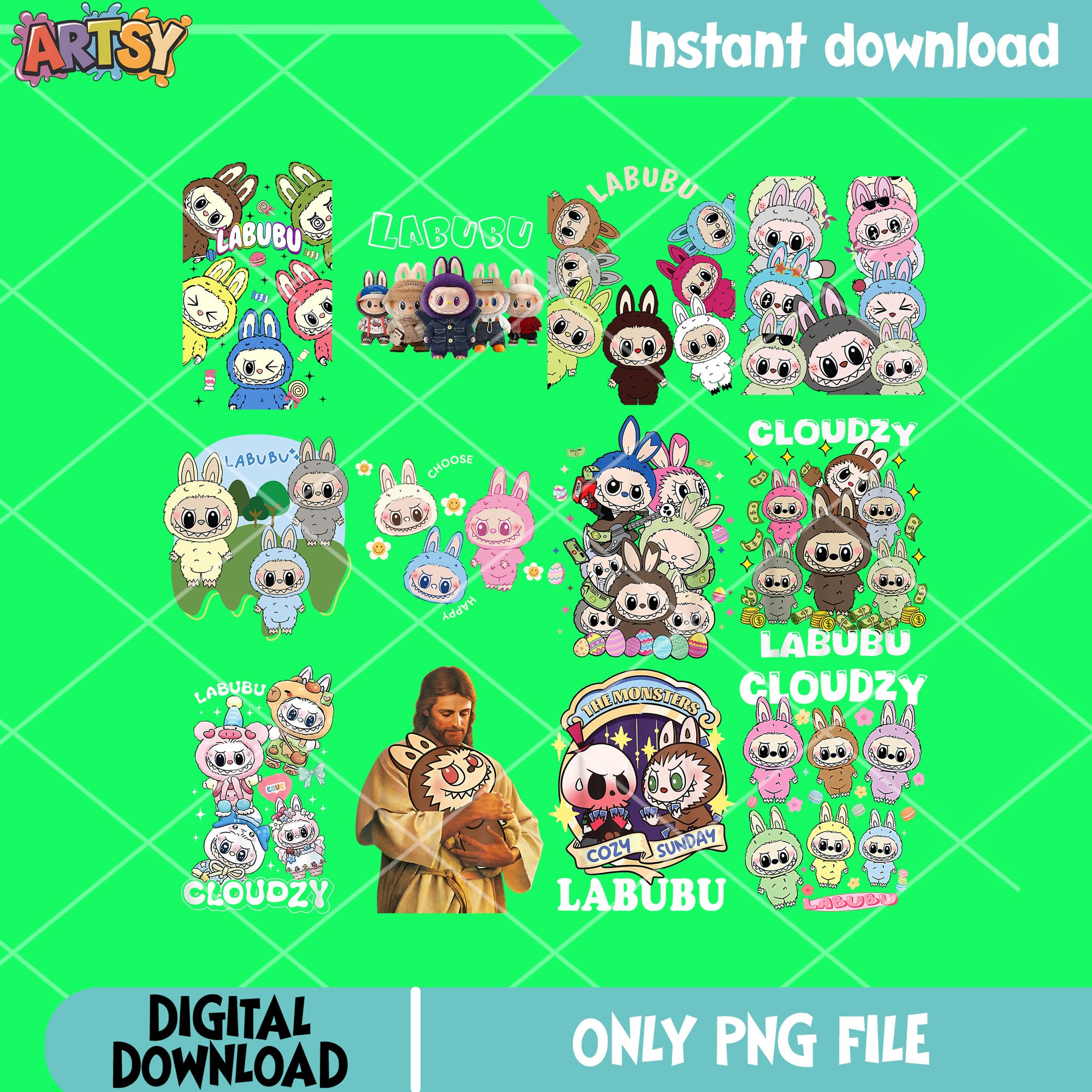Labubu cloudzy png bundle, labubu popmart png, cute labubu png – Artsysvg