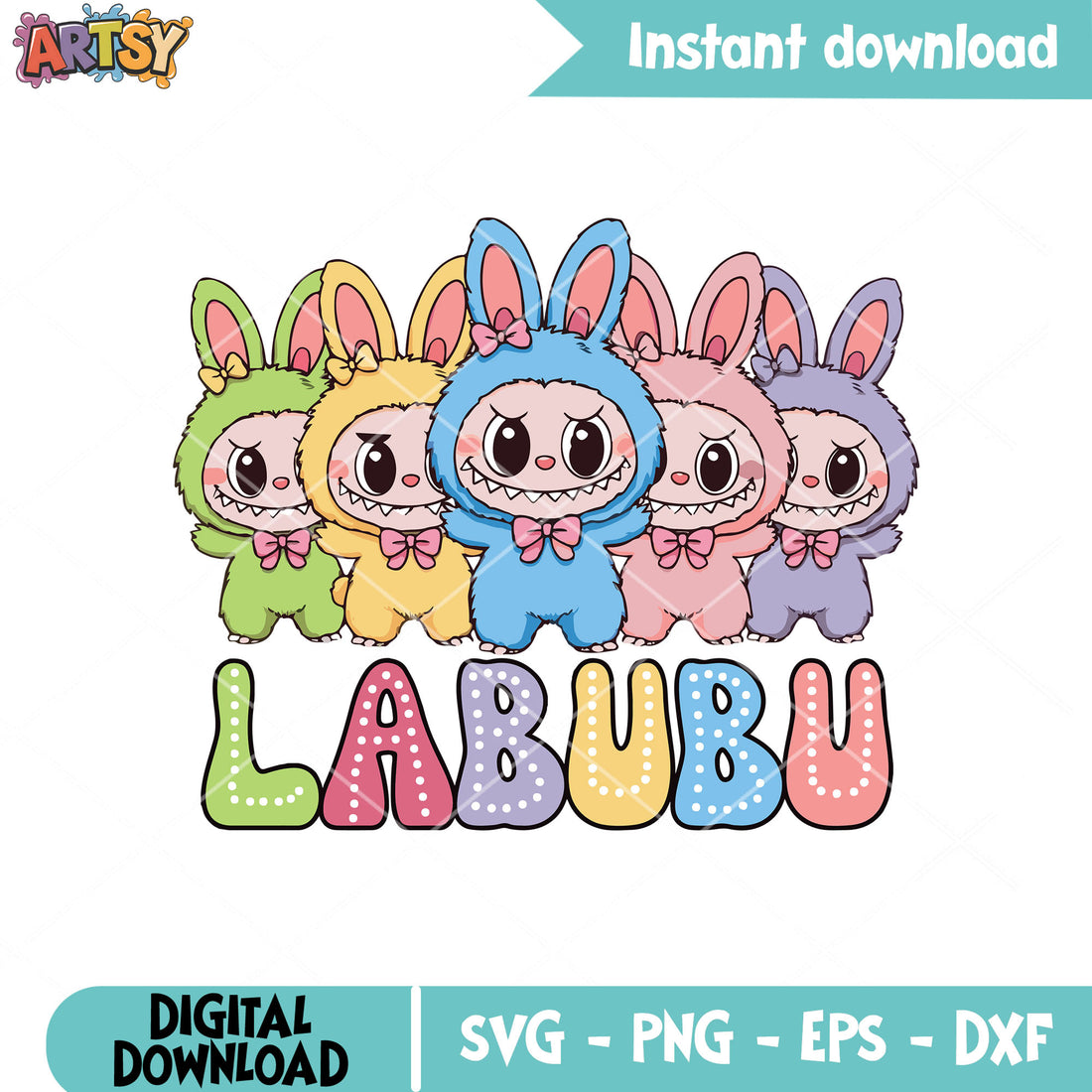 Labubu colorful dolls design svg, popmart labubu svg, labubu dolls svg ...