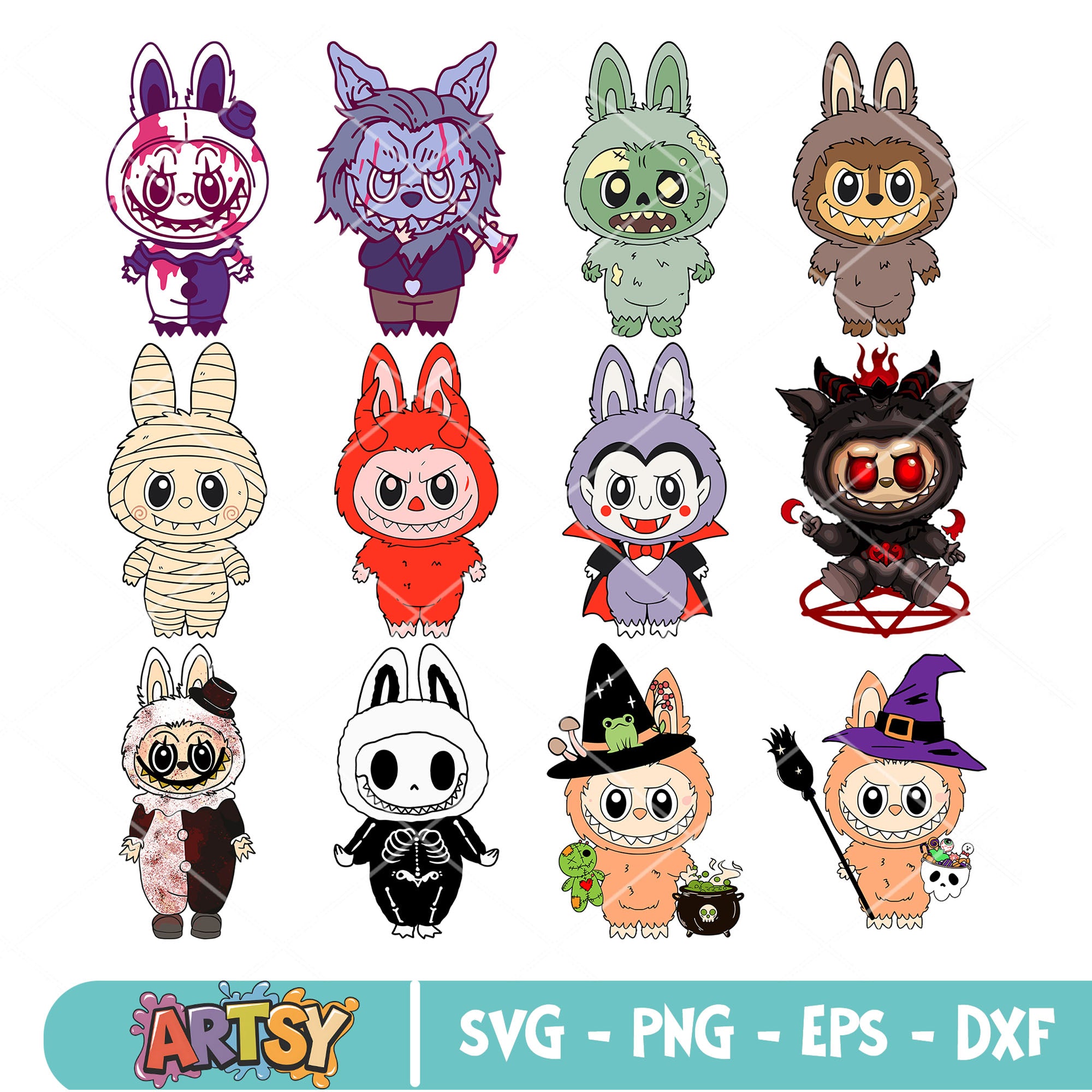 Labubu halloween svg bundle, halloween labubu svg, labubu clothers svg ...