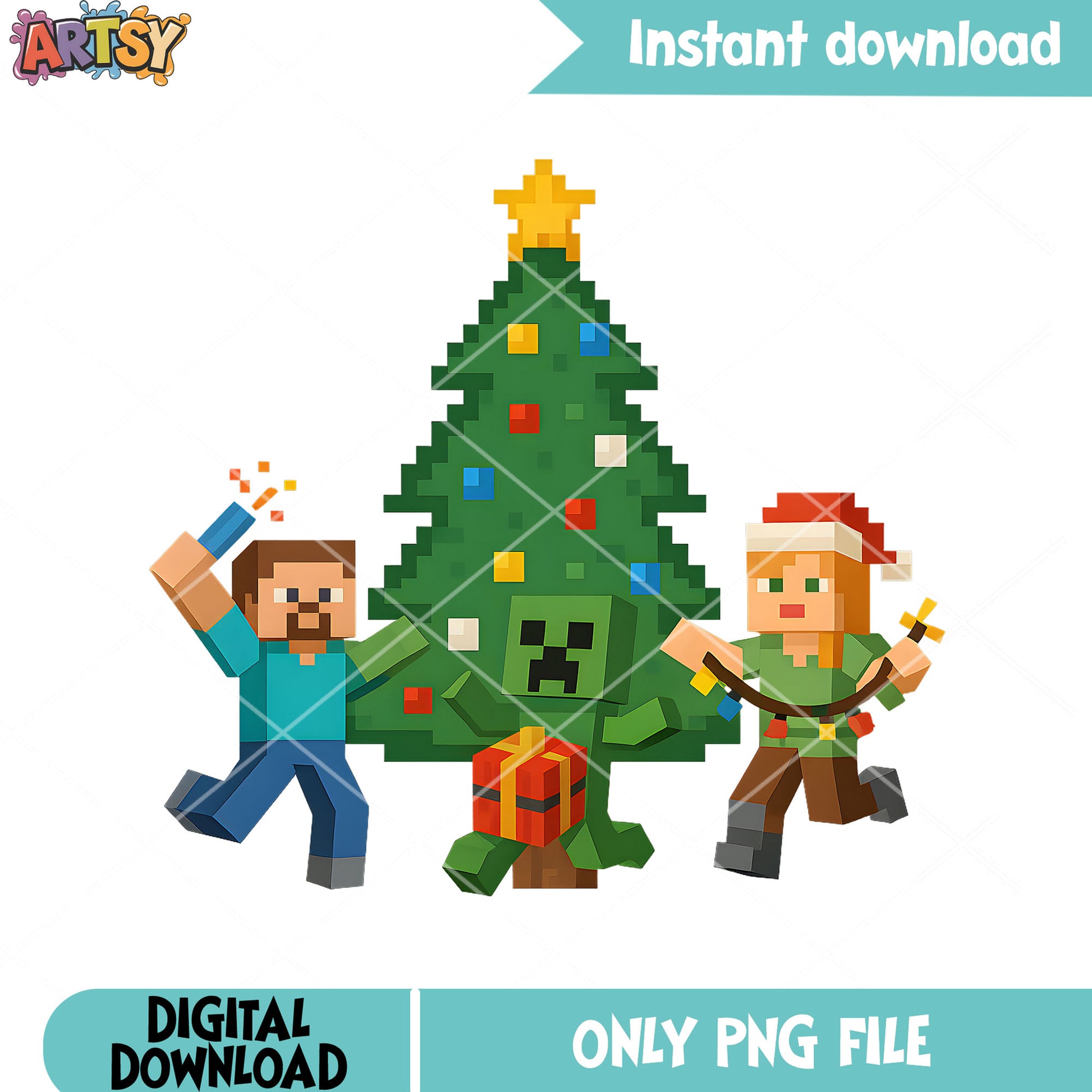 Let explode christmas tree png, steve minecraft png, alex minecraft pn ...