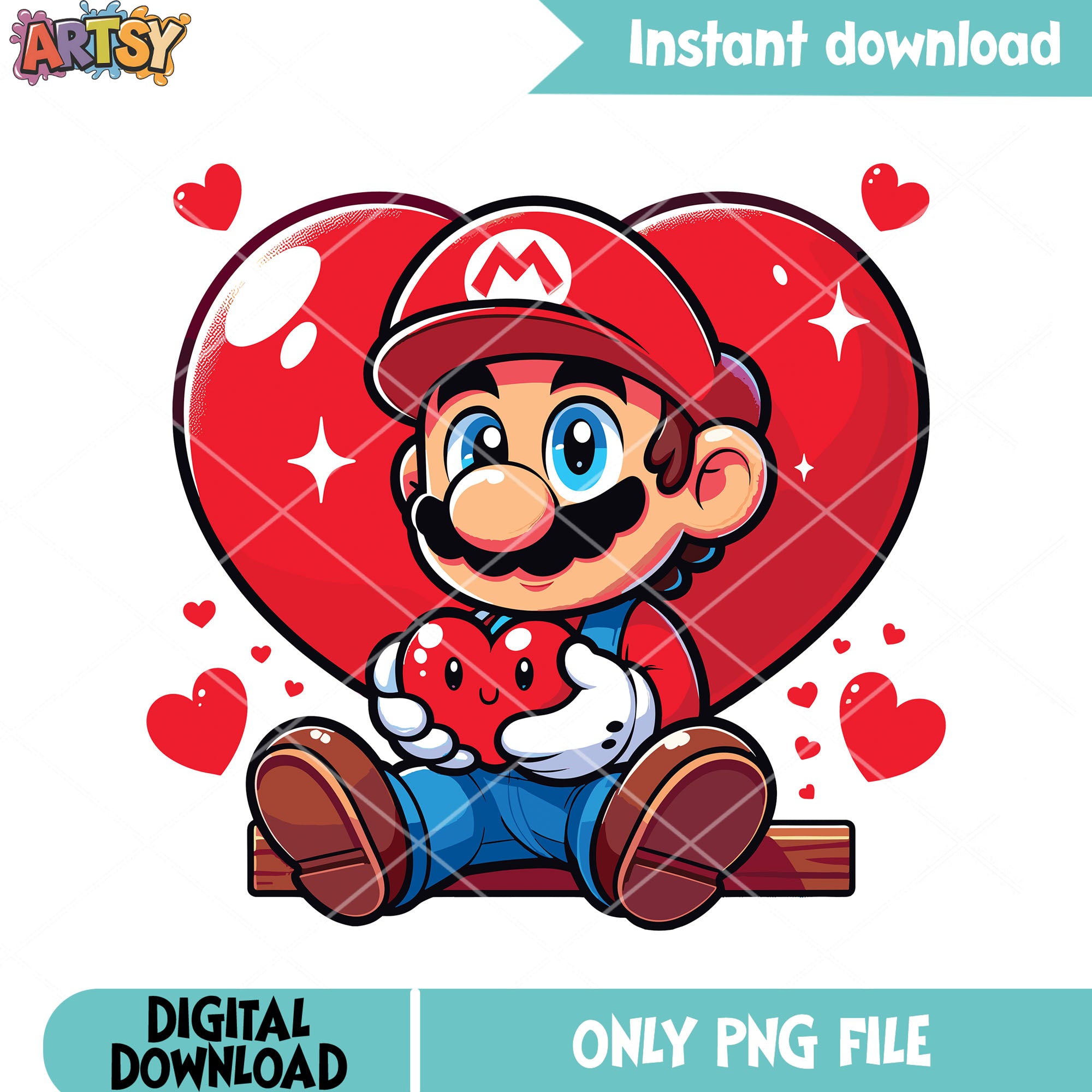 Mario bros valentines heart png, super mario png, valentines heart png ...
