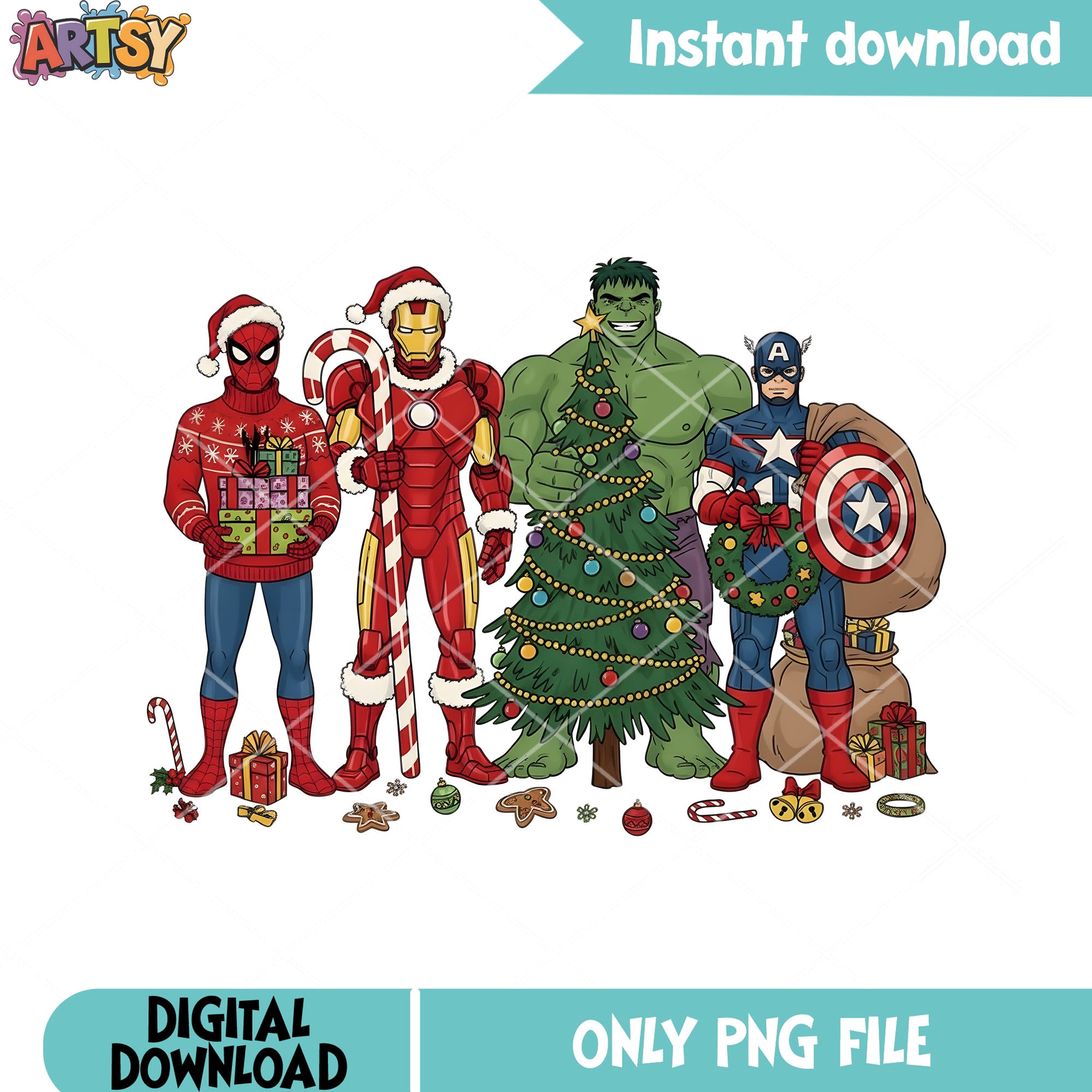 Marvel christmas holiday png, santa hat png, christmas tree png – Artsysvg