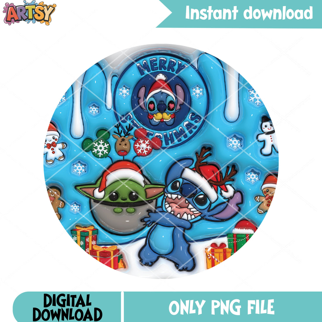 Merry stitchmas stitch png, disney wars png, crossover christmas png ...