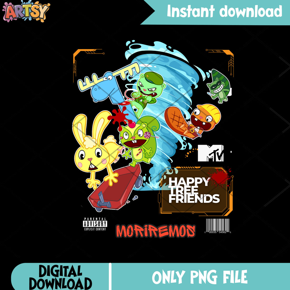 Moriremois happy tree friend png,horror cartoon png, bloody art png ...