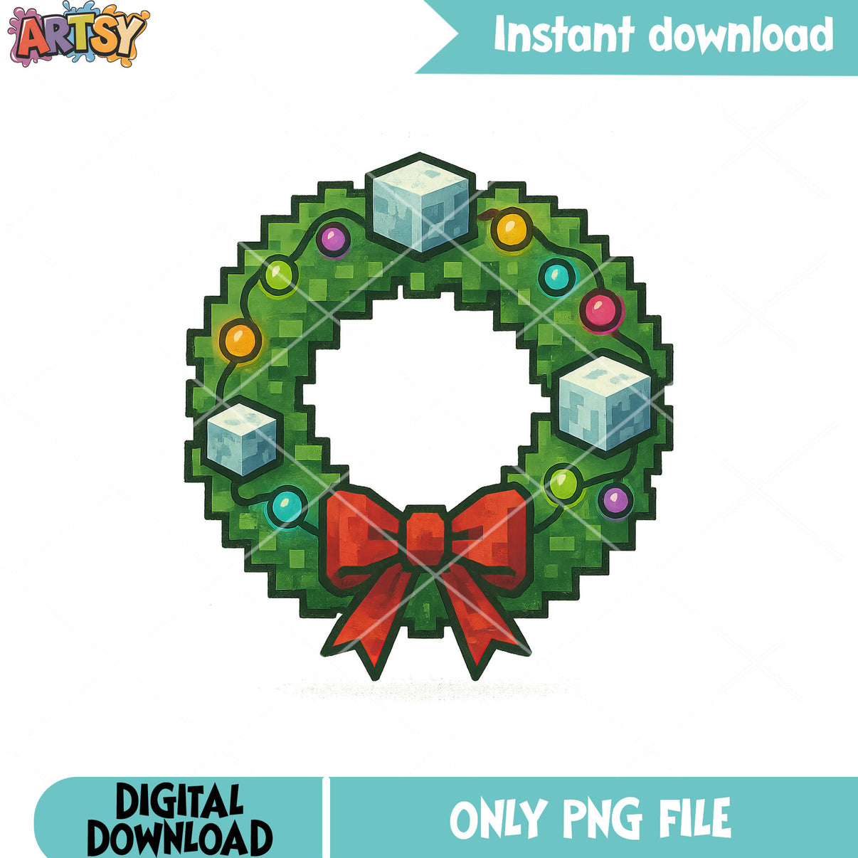Pixel christmas wreath png, mojang studios png, minecraft png – Artsysvg