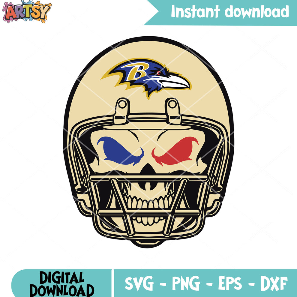 Red and blue eyes skull svg, baltimore raven svg, raven head svg – Artsysvg