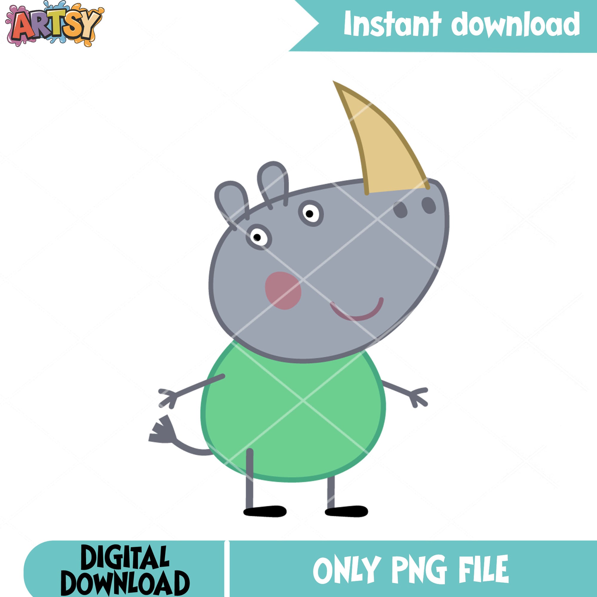 Rhashid Rhino character png, show for kids png, peppa pig show png ...