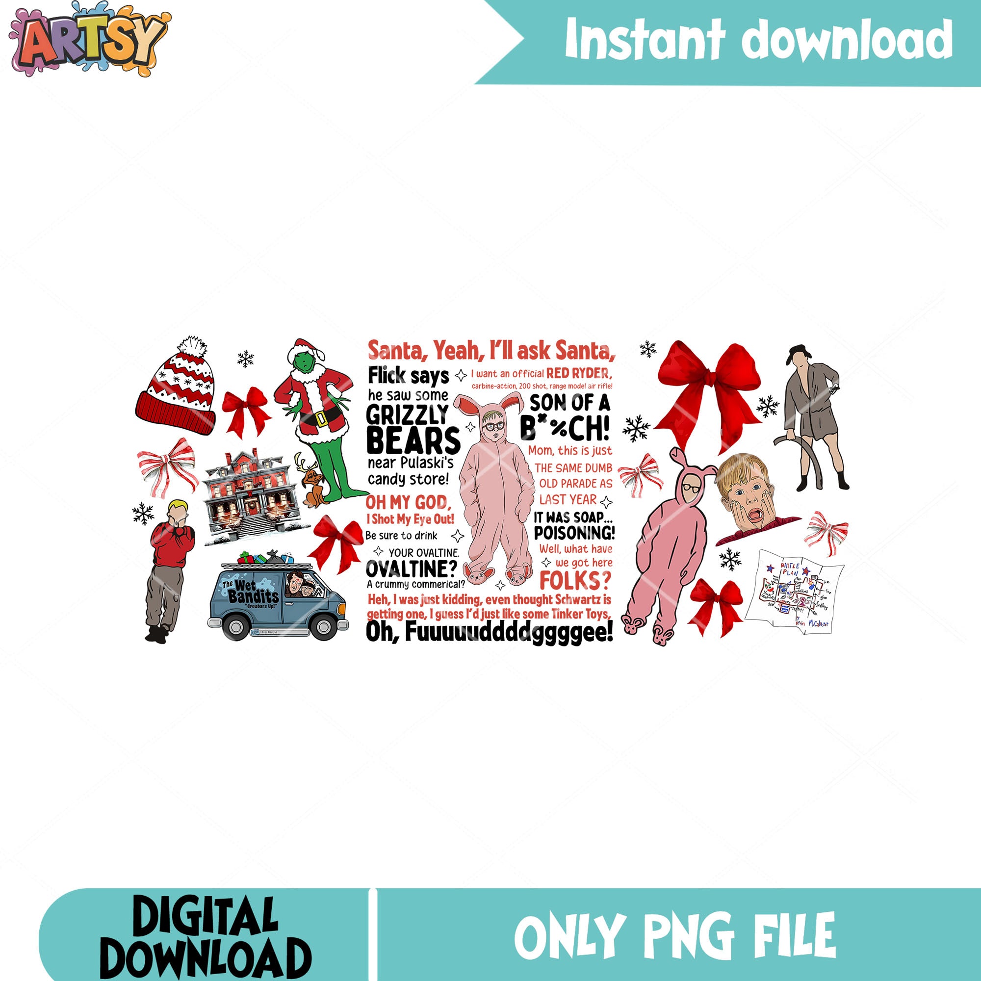 Roasted pink nightmare png, christmas movies png, a christmas story pn ...
