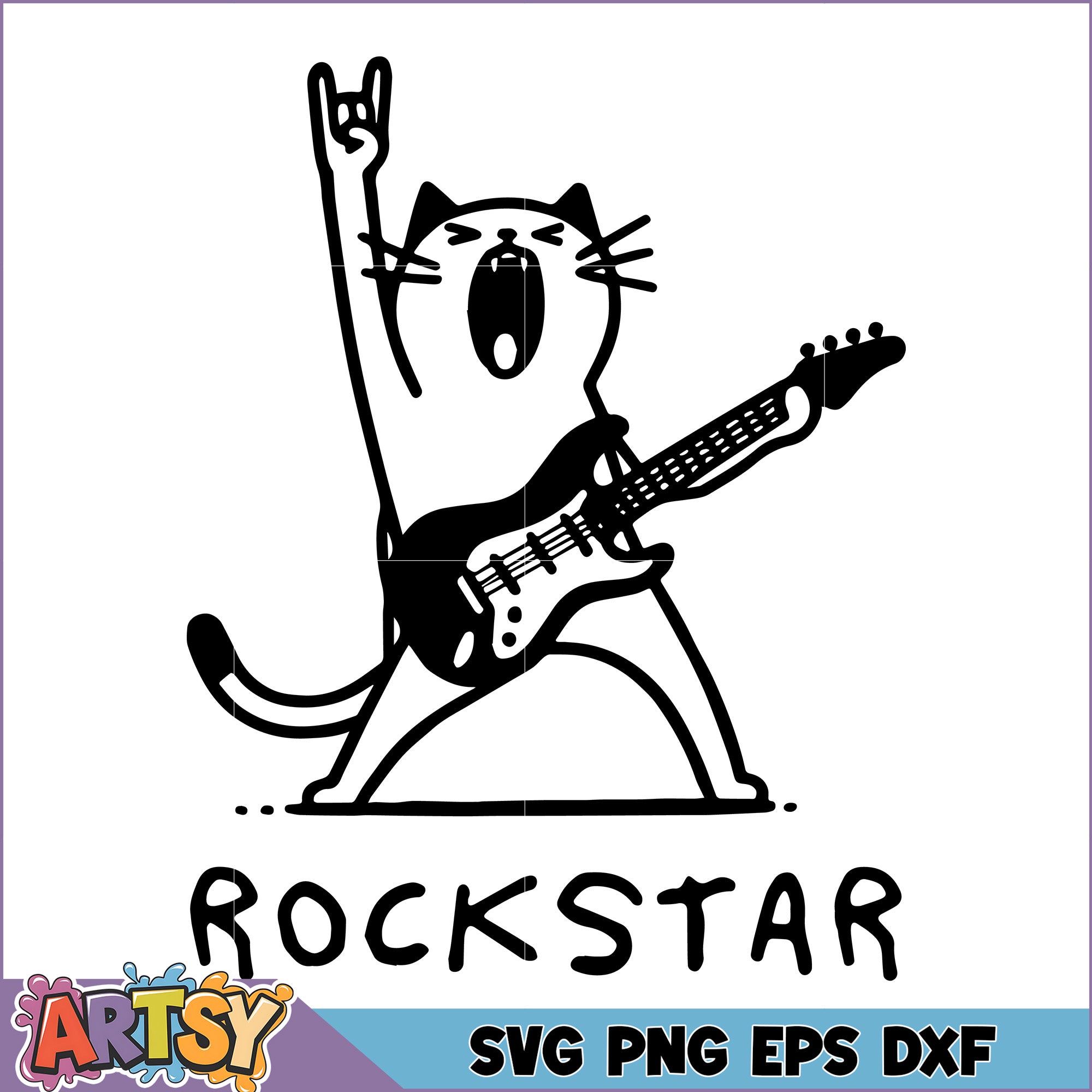 Rockstar Cat SVG Perfect for Music Lovers and Fans – Artsysvg