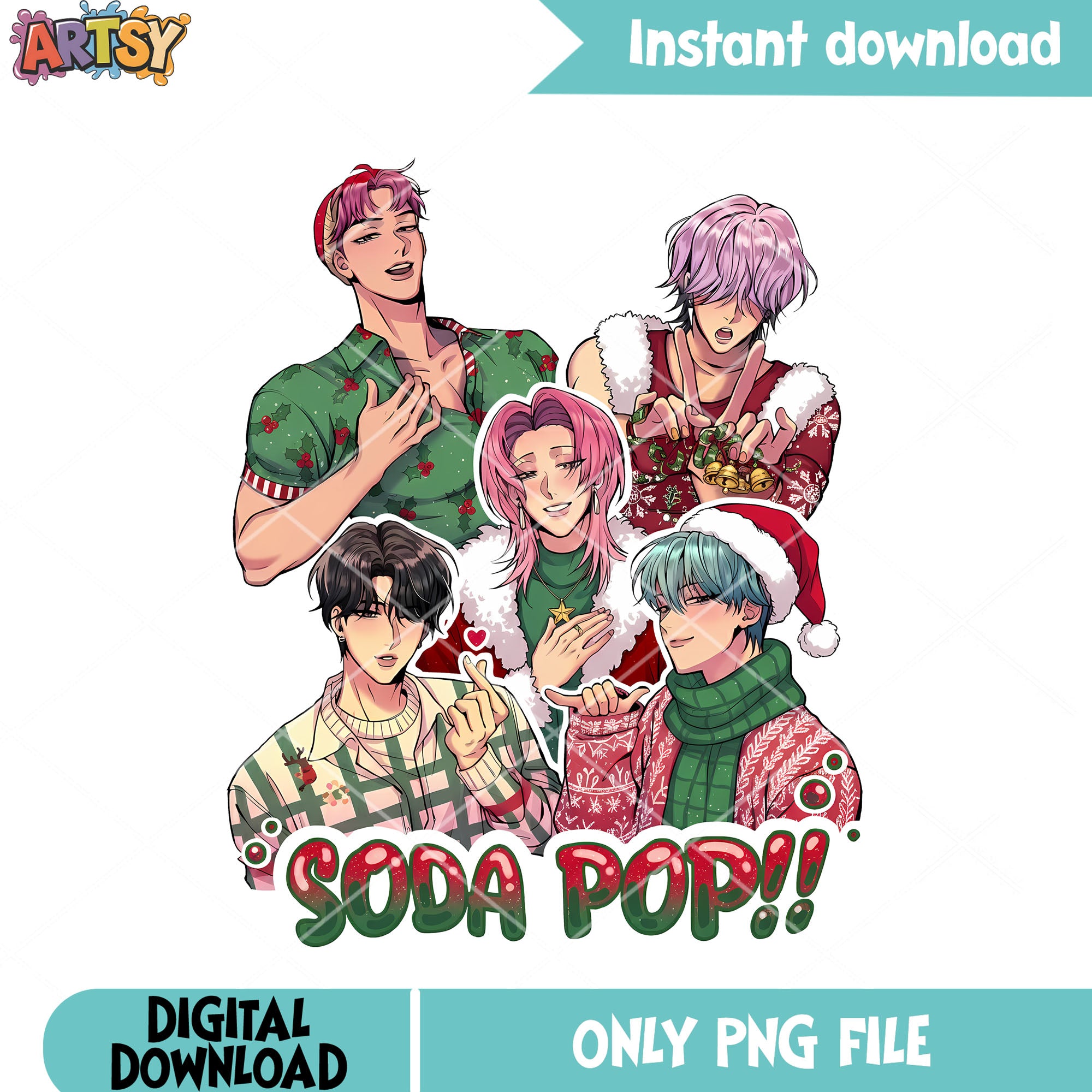 Saja boys demon christmas png, kpop demon hunters png, santa costume p ...