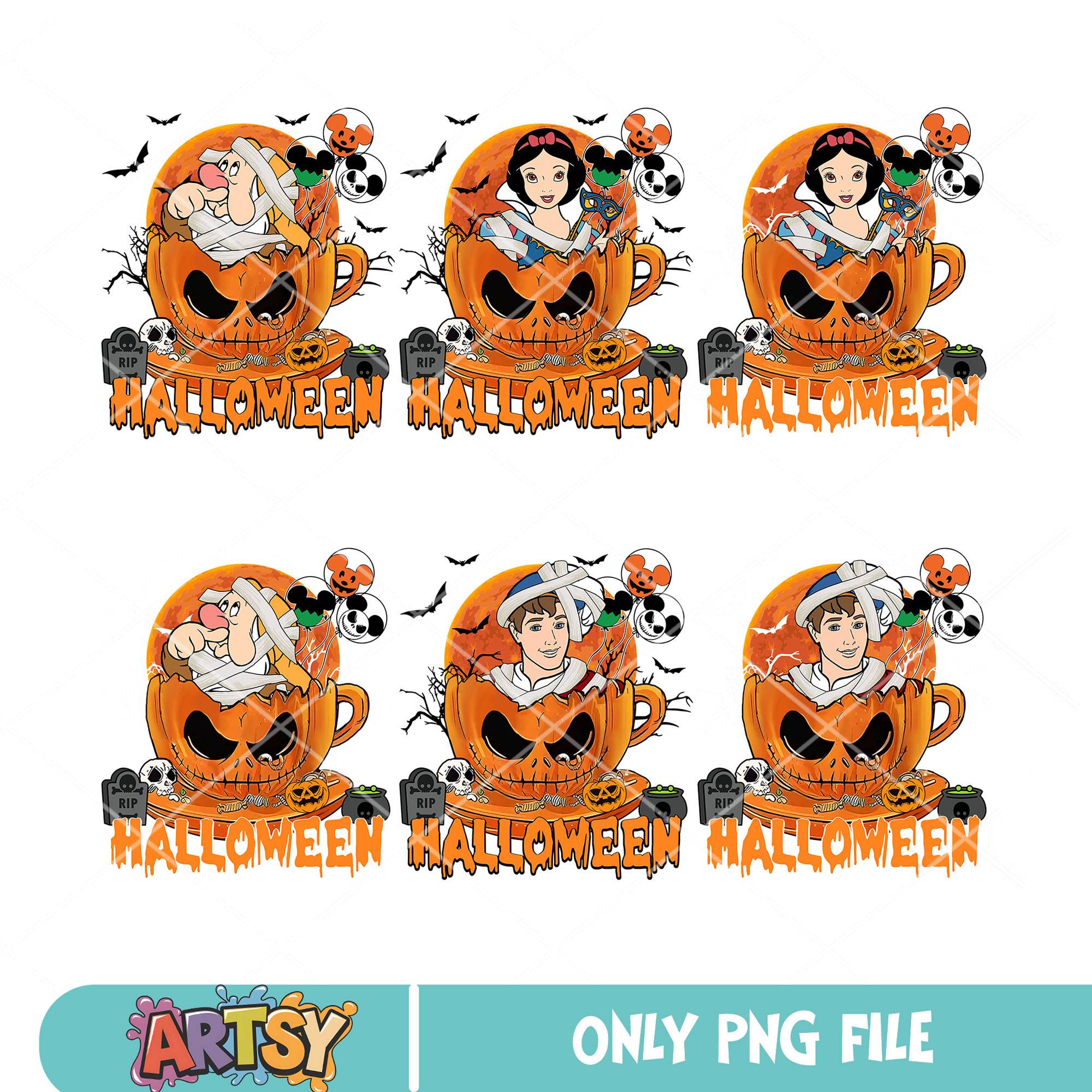 Snow white friends halloween png bundle, snow white png, pumpkin disne ...