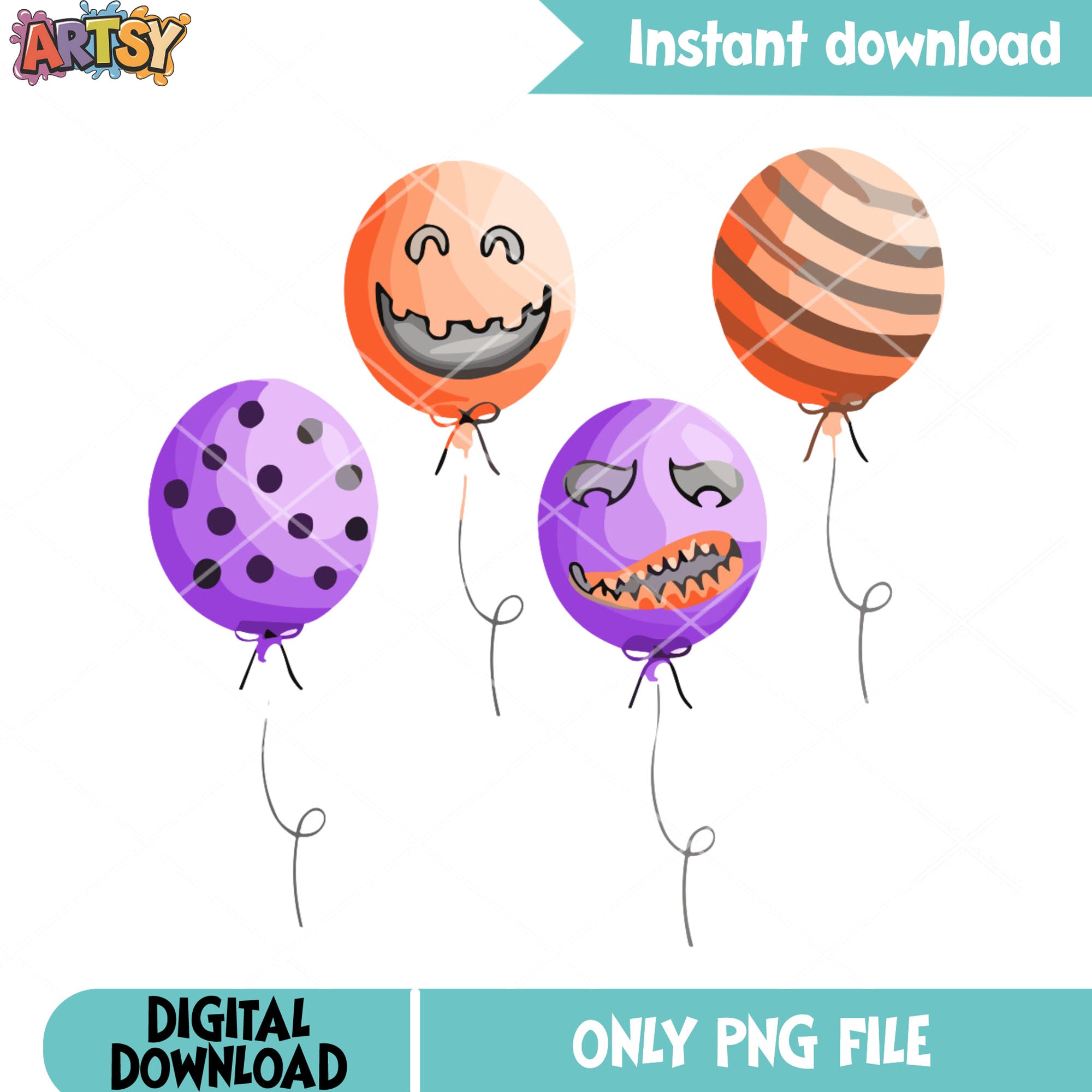 Spooky balloon png, halloween decorations png, halloween night png ...