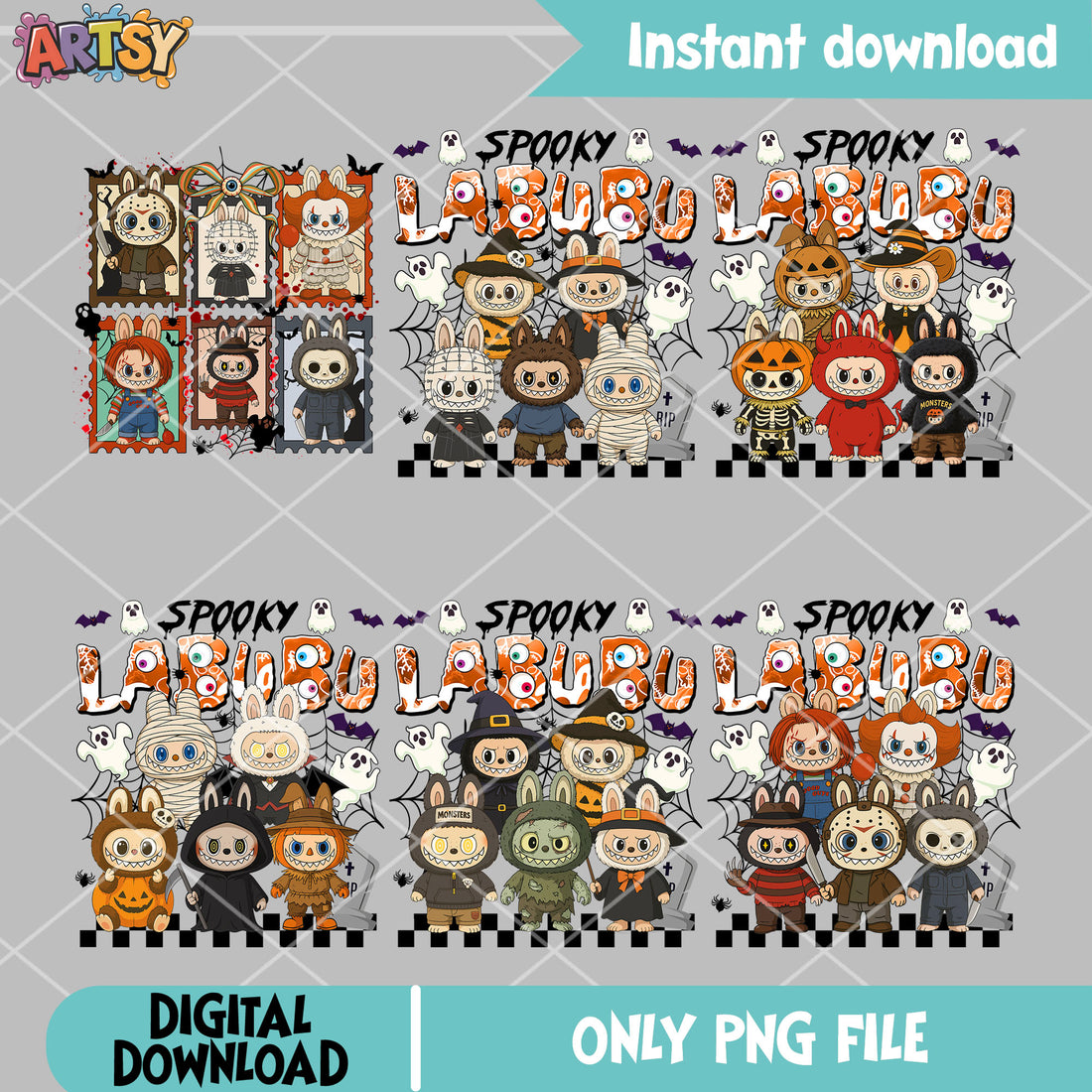Spooky labubu png bundle, spooky halloween png, labubu clothing png ...