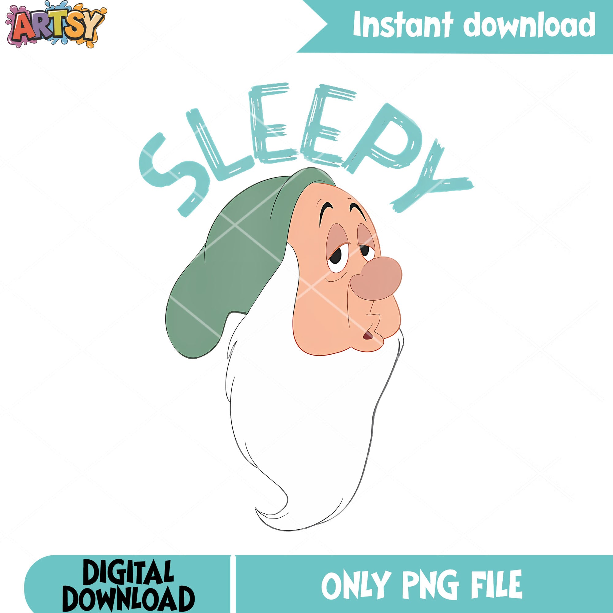The Seven Dwarfs Sleepy Face png, disney png, snow white png – Artsysvg