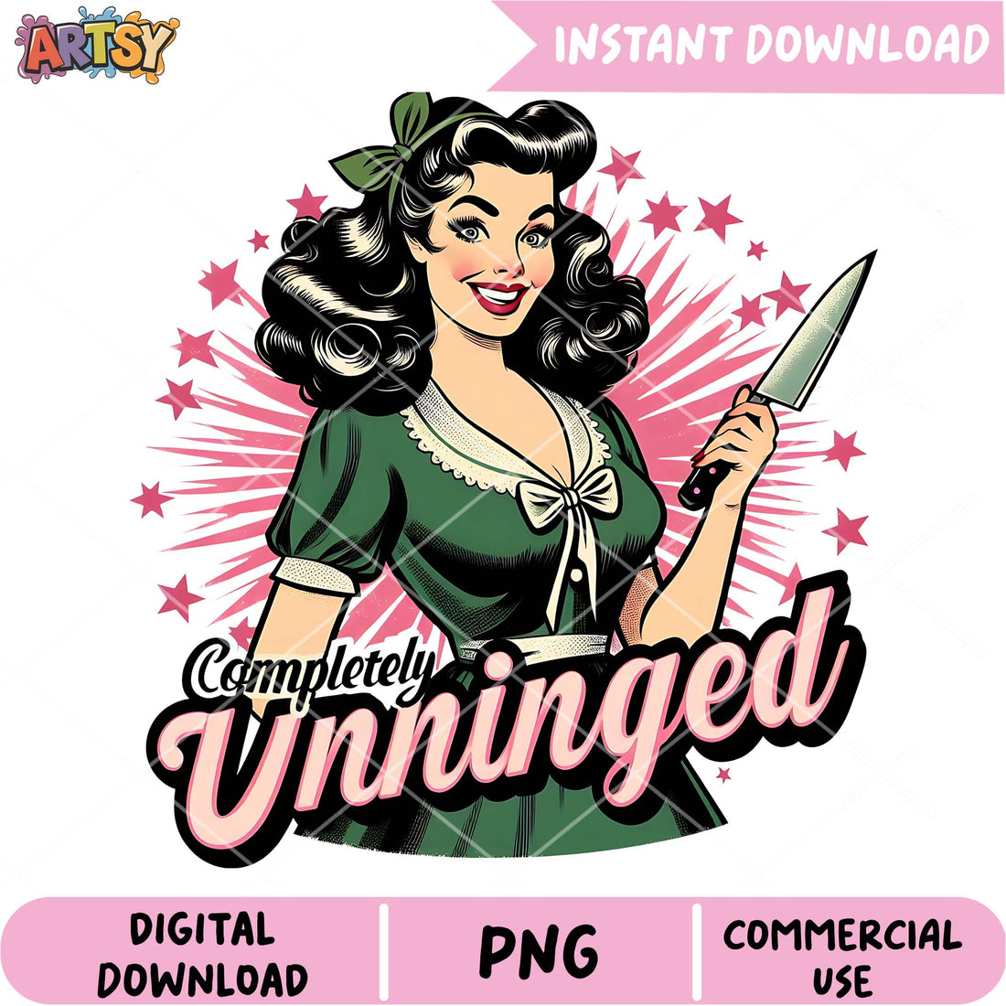Vintage Pinup PNG Completely Unhinged – Artsysvg