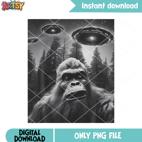 Women Sasquatch Alien Ufo png, spooky forest png, big foot png – Artsysvg