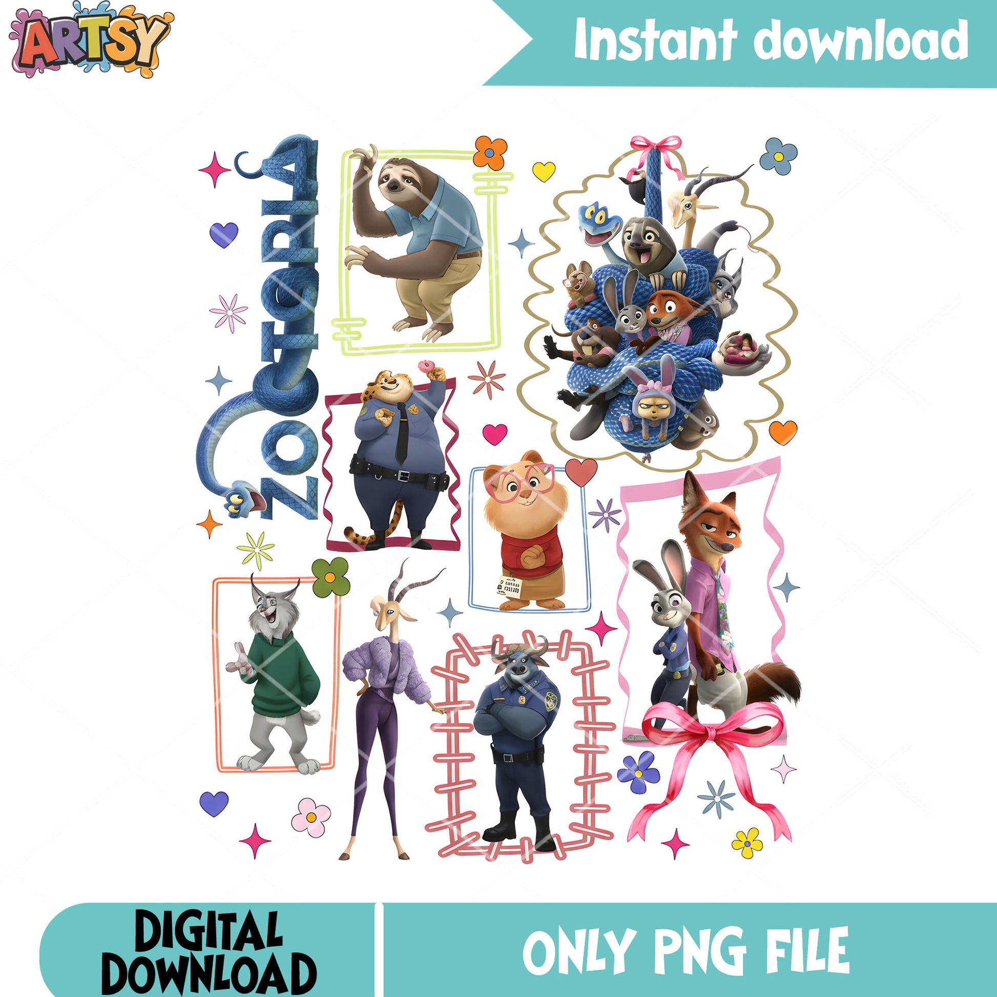 Zootopia animals sticker png, judy and nick png, festive top png – Artsysvg